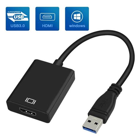Usb Male To Hdmi Female Hd Converter Cable Adapter Black