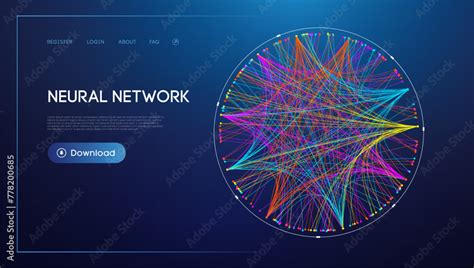 Neural Network Lines Digital Technology Background Big Data And Data Science Stock Vector