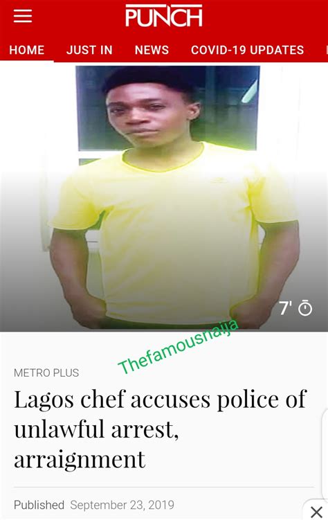 Chef Ayomide Idowu Ayo Chef Arrest By Police In 2019 As Reported By Punch Newspaper