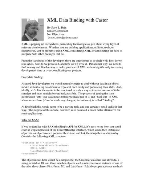 Xml Data Binding With Castor Pdf Computers Technology And Engineering