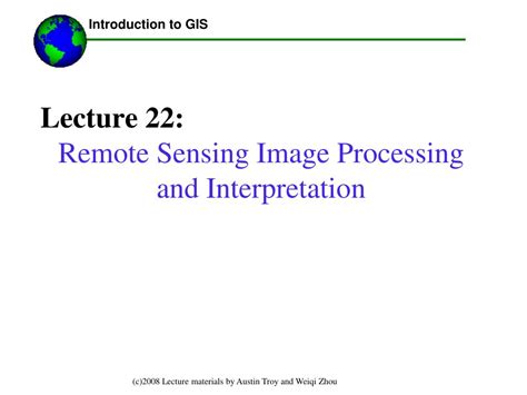 Ppt Lecture 22 Remote Sensing Image Processing And Interpretation