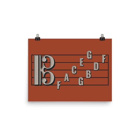 Alto Clef Note Names Poster Music Education Poster Red Etsy