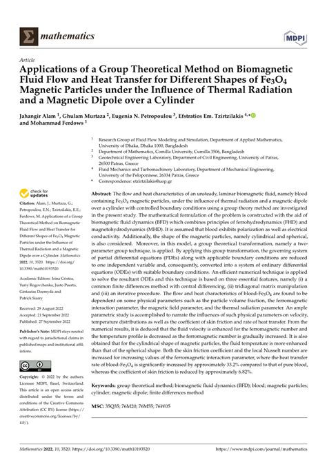 Pdf Applications Of A Group Theoretical Method On Biomagnetic Fluid