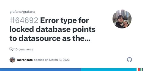 Error Type For Locked Database Points To Datasource As The Problem