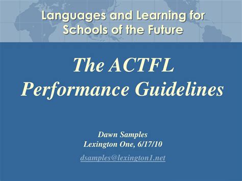 Ppt The Actfl Performance Guidelines Dawn Samples Lexington One 617