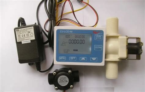 New G Water Flow Controller Digital LCD Display Hall Effect Flow Sensor Flowmeter Solenoid