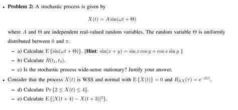 solved problem 2 a stochastic process is given by x t