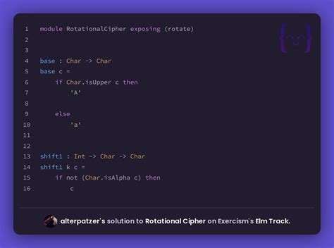 Alterpatzers Solution For Rotational Cipher In Elm On Exercism