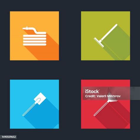 정원 호스 또는 소방 호스 갈퀴 삽 및 나뭇잎 아이콘을 설정하십시오 벡터 가을에 대한 스톡 벡터 아트 및 기타 이미지 가을 갈퀴 강철 Istock
