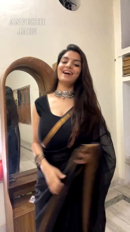 Anveshi Jain Black Saree Live Mp Postimages