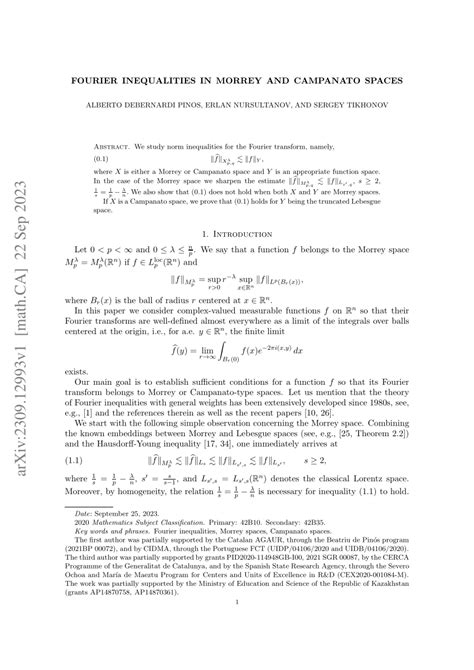 Pdf Fourier Inequalities In Morrey And Campanato Spaces