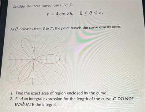 Solved Consider The Three Leaved Rose Curve C