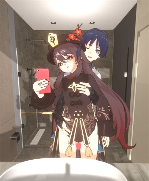 Rule 34 1boy 1girls 3d Bathroom Blue Eyes Blue Hair Brown Hair