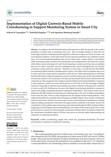Pdf Implementation Of Digital Geotwin Based Mobile Crowdsensing To Support Monitoring System