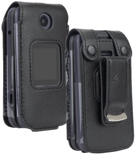 Nakedcellphone Case For Alcatel Go Flip 4 TCL Flip Pro Black Vegan Leather Belt Clip Screen