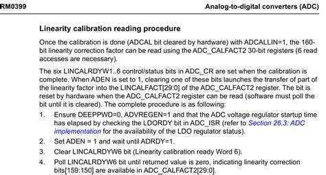 solved adc load linearity calibration codes from flash stmicroelectronics community