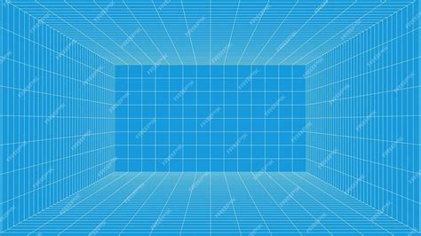 Premium Vector 3d Wireframe Room Perspective Laser Grid A Template