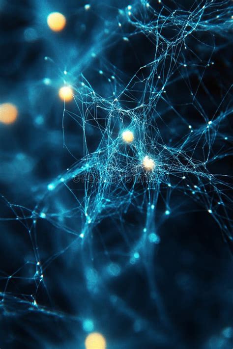 Blue Neural Network Pattern With Glowing Nodes In Dynamic Virtual Space