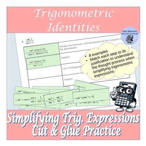 Simplifying Trigonometric Expressions Cut And Glue Scaffolding Activity
