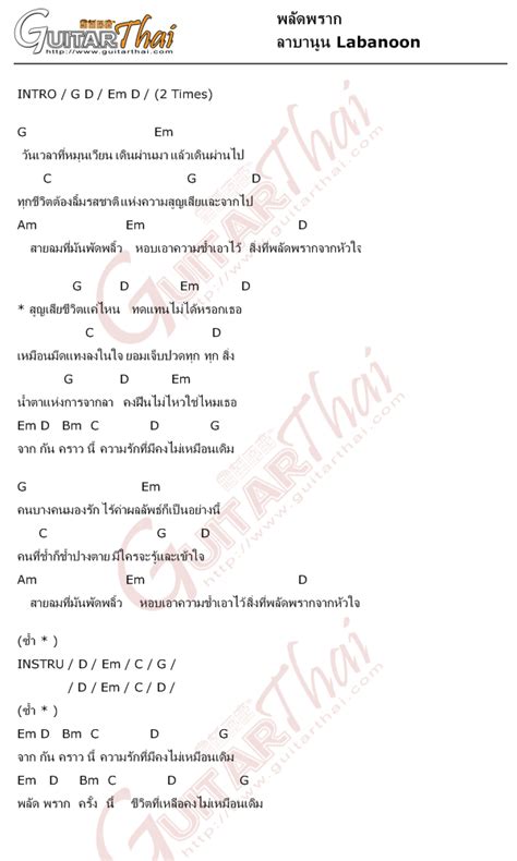 คอร์ดเพลง พลัดพราก ลาบานูน Labanoon