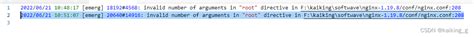 启动nginx报错：invalid Number Of Arguments In Root Directive In，是文件路径书写问题 Csdn博客