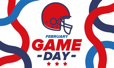 게임 데이 미식 축구 플레이 오프 미국에서 슈퍼 파티 정규 시즌 마지막 경기 프로 팀 챔피언십 미식 축구에 대한 공 스포츠 포스터 벡터 일러스트레이션 2월에 대한 스톡 벡터