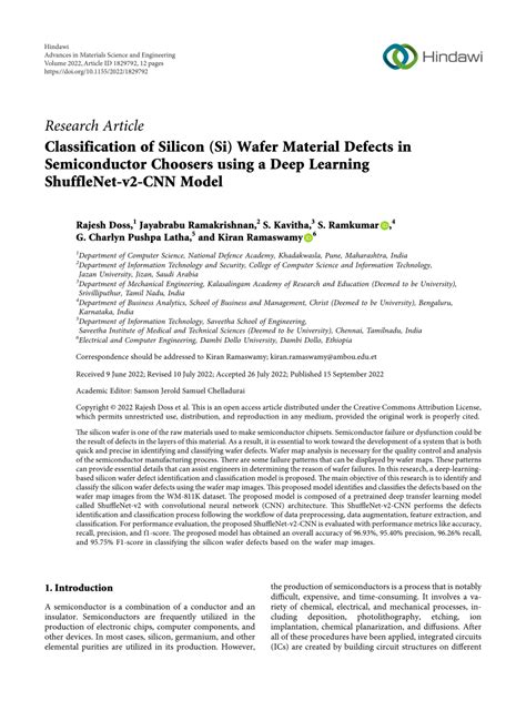 Pdf Classification Of Silicon Si Wafer Material Defects In