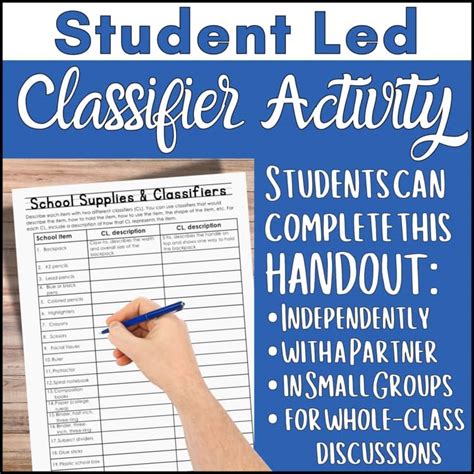 Asl Classifiers Worksheet Describe School Supplies With Multiple