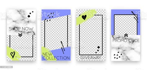 벡터 트 렌 디 한 편집 가능한 소셜 미디어 네트워크 이야기 템플릿 세트 전단지 카드 포스터에 대 한 현대적인 디자인 배경 0