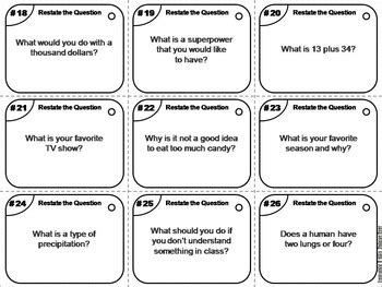 Restating The Question Task Cards Activity By Science Spot TpT