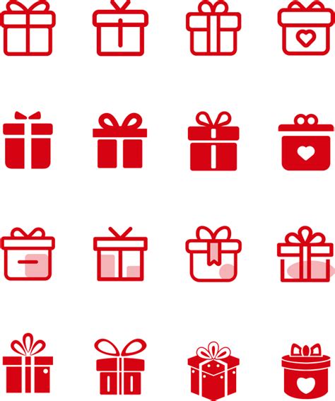 矢量礼物礼品礼盒心意过节喜庆送礼扁平图标