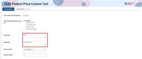 How To Set Up Elex Woocommerce Product Price Custom Text Before And After Text And Discount