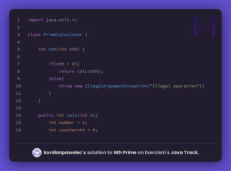 Kordianpawelecs Solution For Nth Prime In Java On Exercism