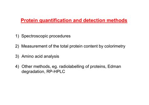 Protein Quantification And Detection Methods Presentation