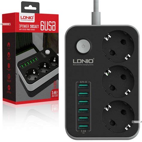 ᐉ Фильтр сетевой электрический удлинитель с выключателем и заземлением 1 6 м 3 розетки евро