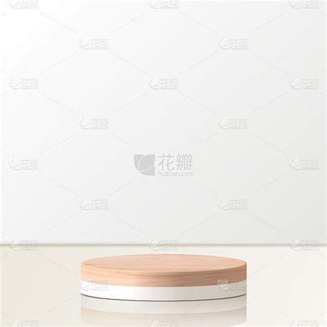 抽象的最小模拟场景与几何形式木质裙房白色背景