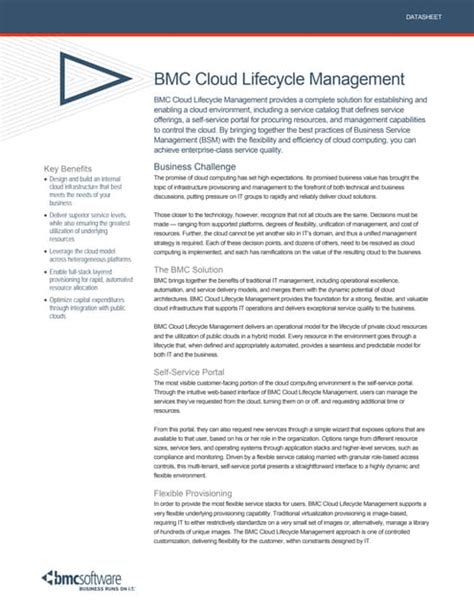 bmc cloud lifecycle management datasheet pdf free download