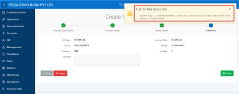 steps to avoid the error while generating the credit note