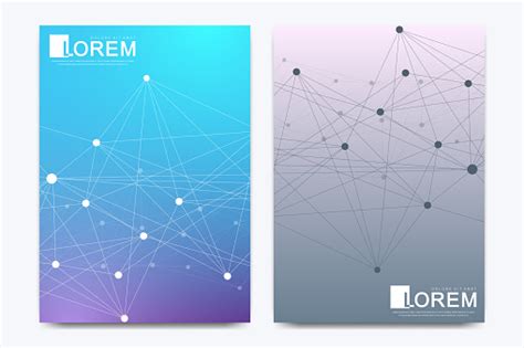 브로셔 전단 전단지 커버 및 A4 크기의 카탈로그에 대 한 최신 벡터 템플릿입니다 Dna 나선 Dna 가닥 분자 또는 원자 뉴런 과학 또는 의료 배경에 대 한 추상 구조 0