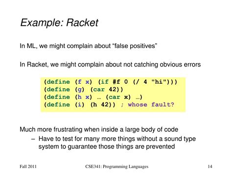 Ppt Cse341 Programming Languages Lecture 18 Static Vs Dynamic Typing Powerpoint Presentation