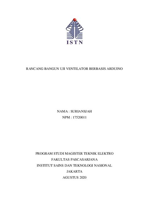 Pdf Rancang Bangun Uji Ventilator Berbasis Arduino