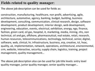 Quality Manager Job Description PPTX