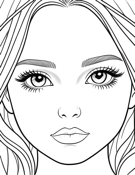 Раскраска Лицо девушки 43 распечатать Happybrushes