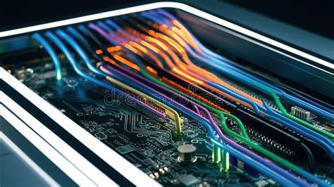 A Computer Board With Many Wires And A Small Light On It Stock Illustration Illustration Of