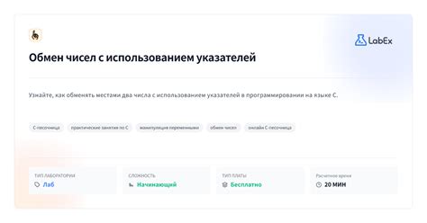Обмен чисел с использованием указателей в языке C Labex