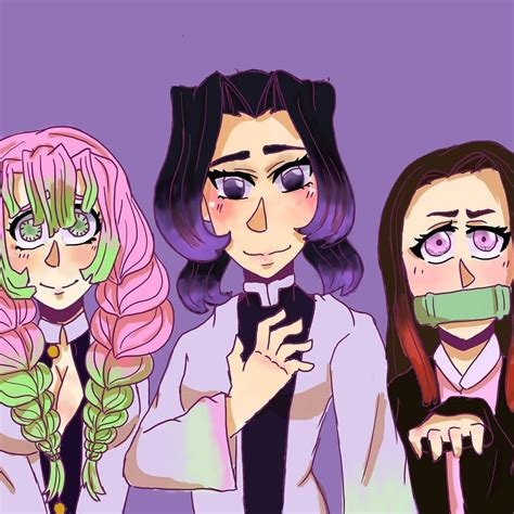 Mitsuri Shinobu And Nezuko From Kimetsunoyaiba Demonslayer