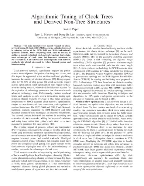 Pdf Algorithmic Tuning Of Clock Trees And Derived Non Tree Structures
