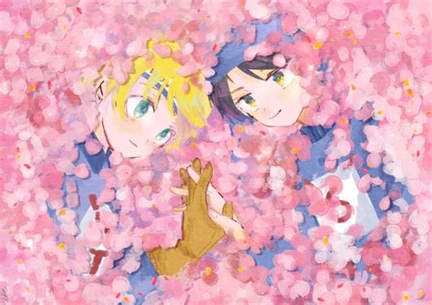 Craig Tucker And Tweek Tweak From South Park Surrounded By Cherry