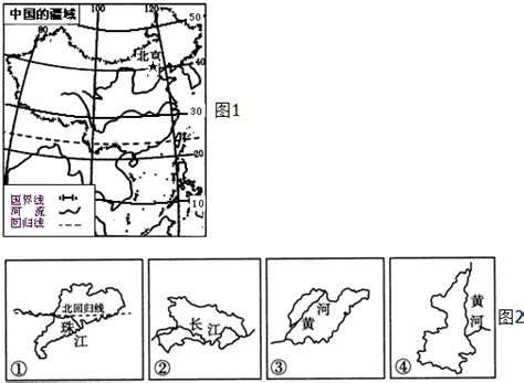 读“中国的疆域 略图 图1 回答下列问题． 1 我国最北端位于约53°n漠河以北黑龙江主航道中心线上 最南端在约4°n南沙群岛的 南北相距5500千米．从纬度位置看 我国大部分位于 带 少