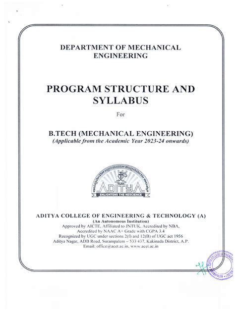 Acetr23 Me Syllabus I And Ii Semesters Pdf
